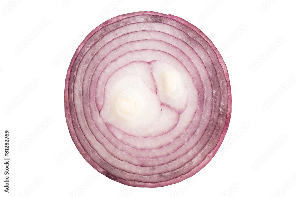 Cross section of red onion isolated on white background Stock Photo ...