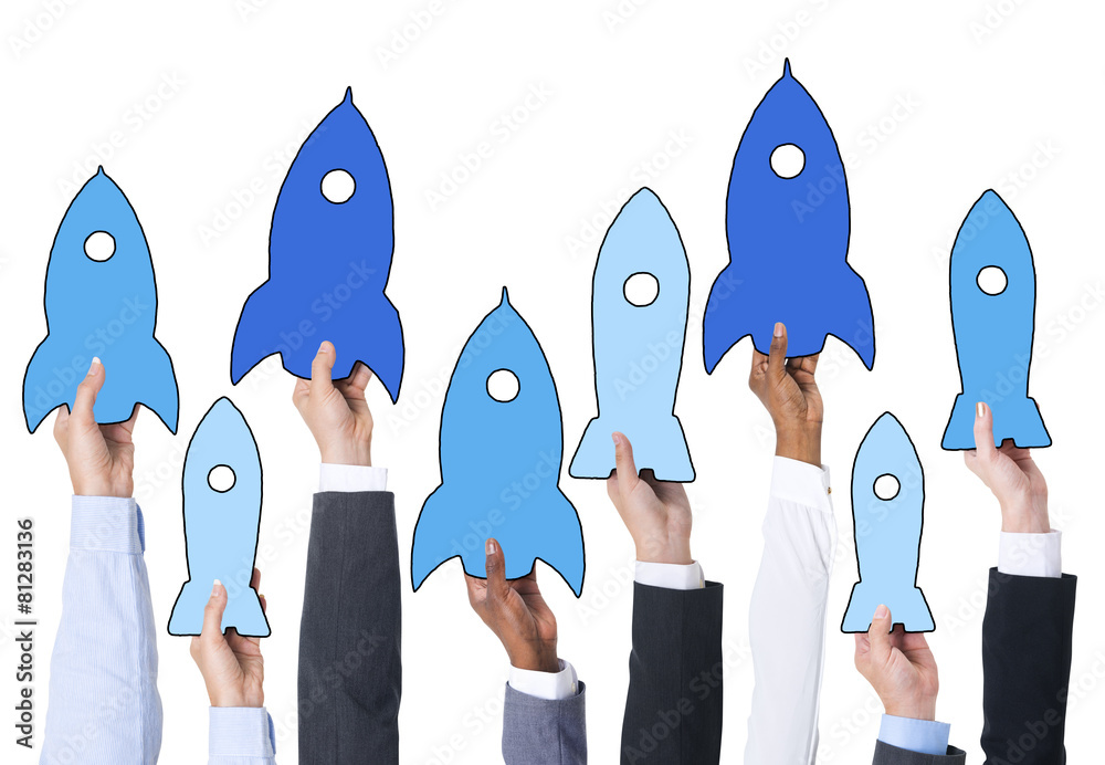 Business People Holding Technology Symbol Concept Stock Photo | Adobe Stock