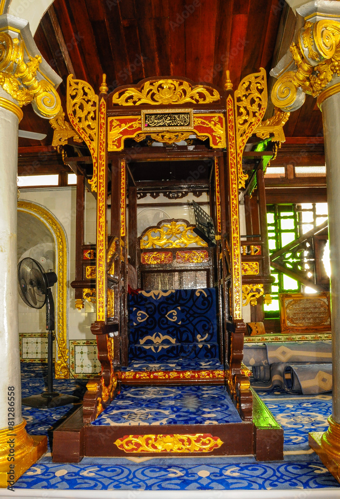 Mimbar of Kampung Kling Mosque in Malacca, Malaysia Stock Photo | Adobe ...