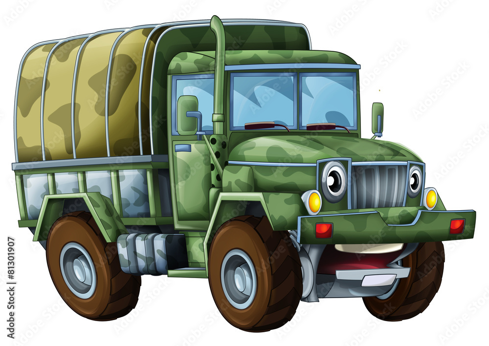 Cartoon military truck - caricature - illustration Stock Illustration ...