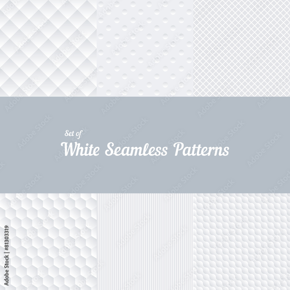 Set of white seamless patterns Stock Vector | Adobe Stock