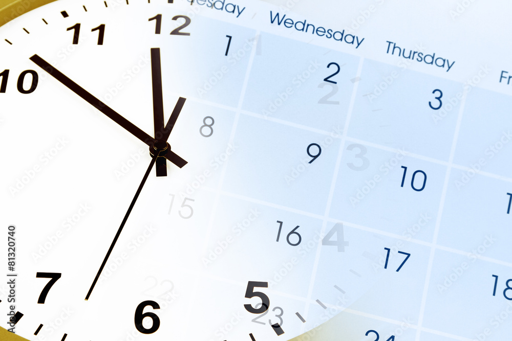 Clock and calendar Stock Photo | Adobe Stock