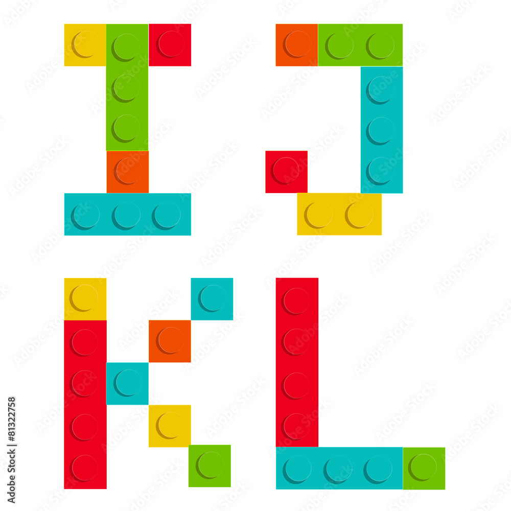 Alphabet set made of toy construction blocks isolated iso Stock Vector ...