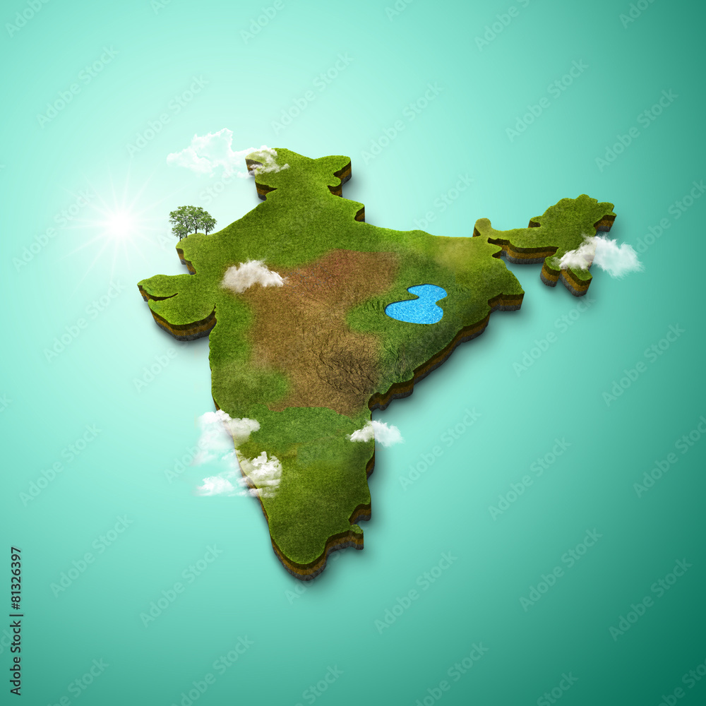 3D Map of India Stock Illustration | Adobe Stock