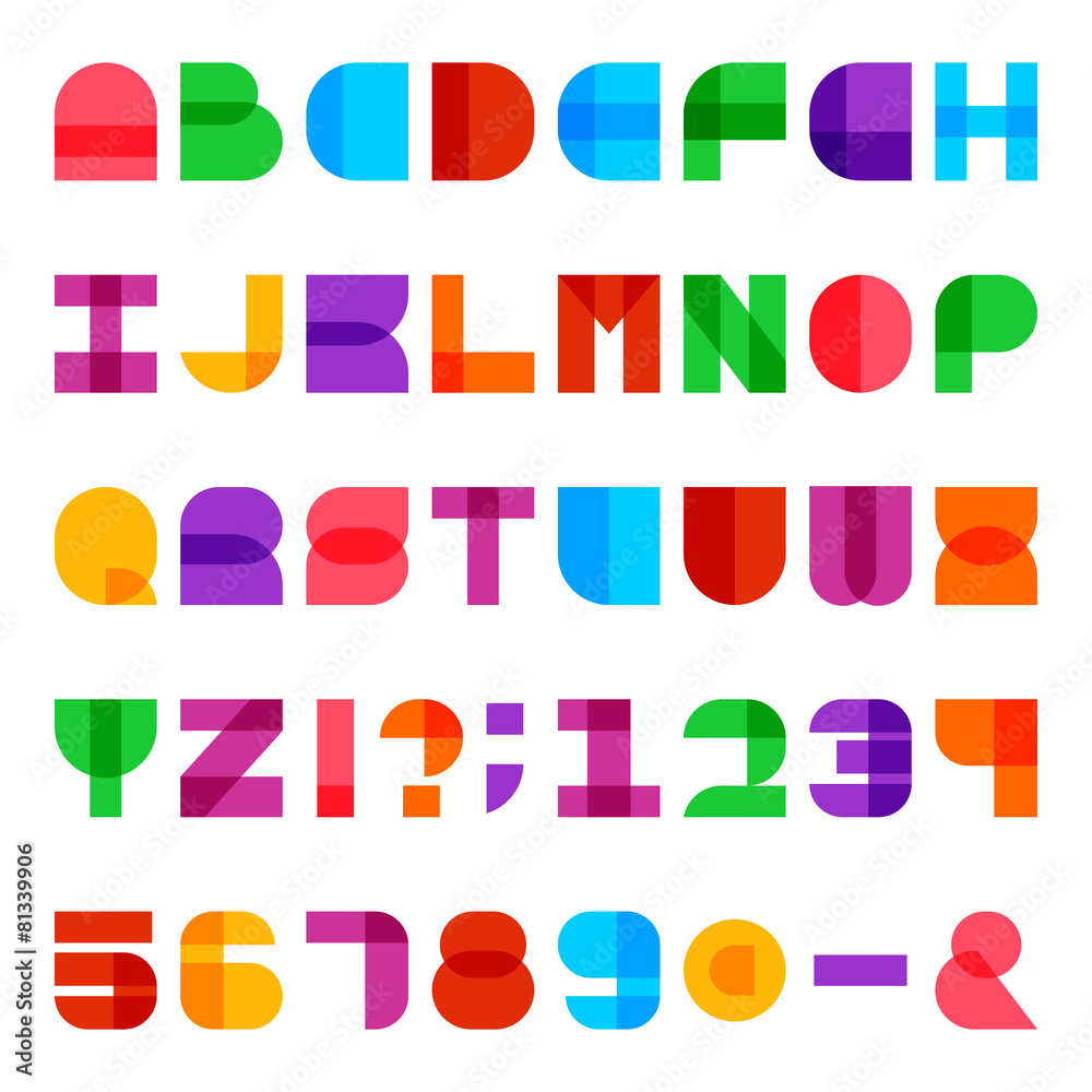 Colorful Blocky Alphabet Vector Font Stock Vector | Adobe Stock
