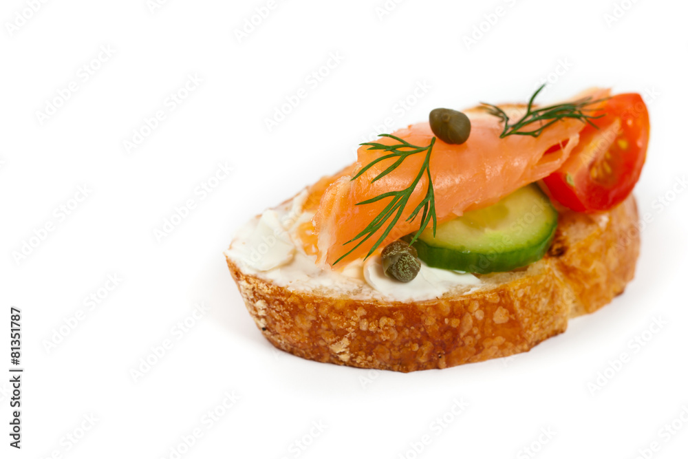 Finger food canape with smoked salmon Stock Photo | Adobe Stock