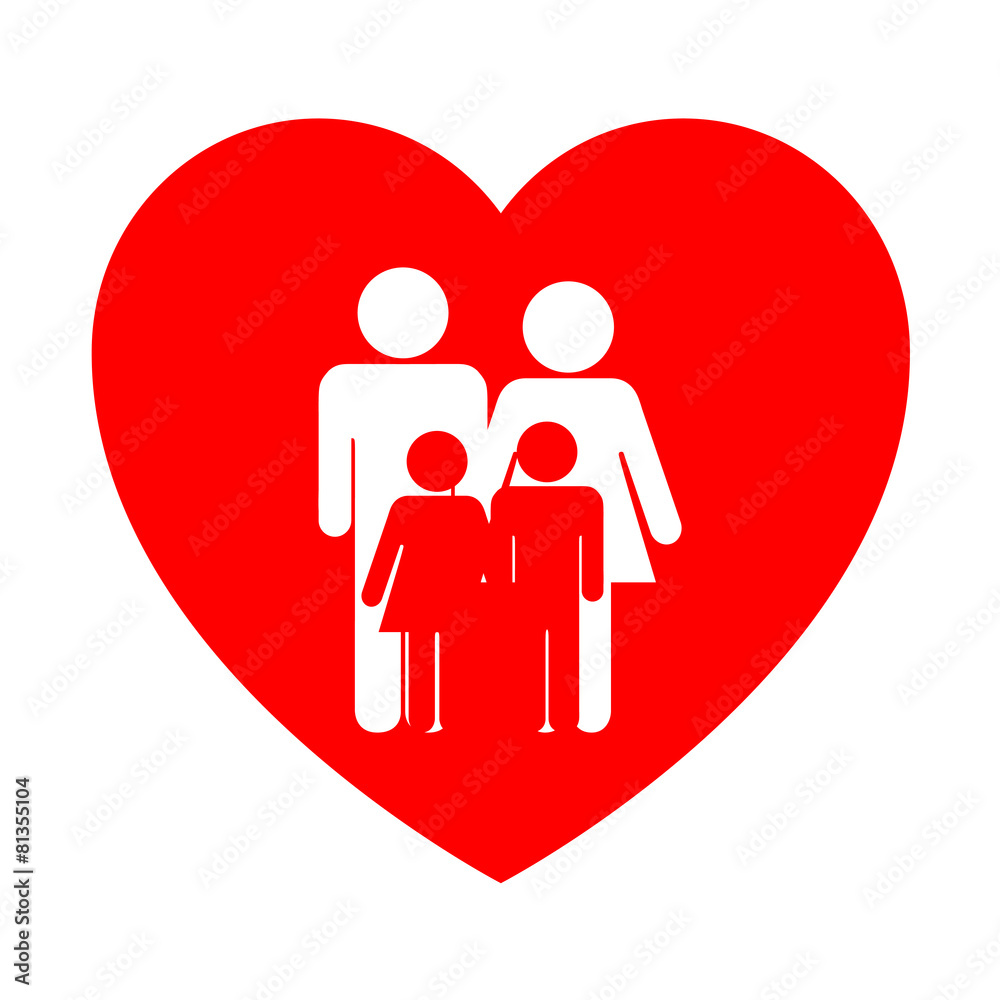 Icono corazon con simbolo familia Stock Illustration | Adobe Stock