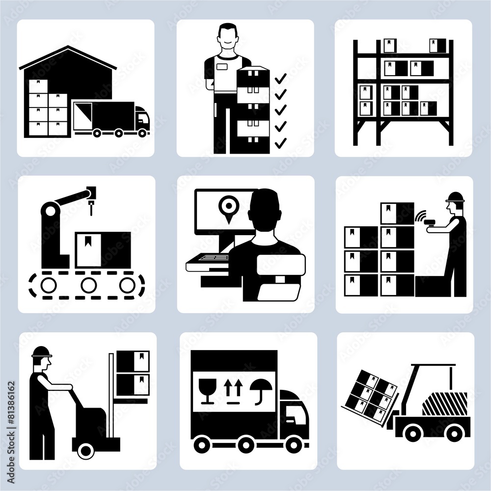 warehouse management icons Stock Vector | Adobe Stock