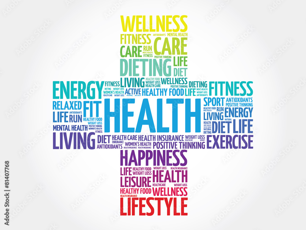 Health word cloud, health cross concept Stock Vector | Adobe Stock