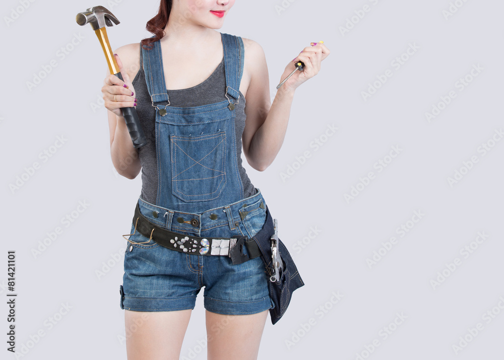 Sexy female construction worker Stock Photo | Adobe Stock
