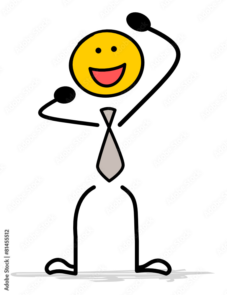 Strichmännchen Smiley Freude Stock-Vektorgrafik | Adobe Stock