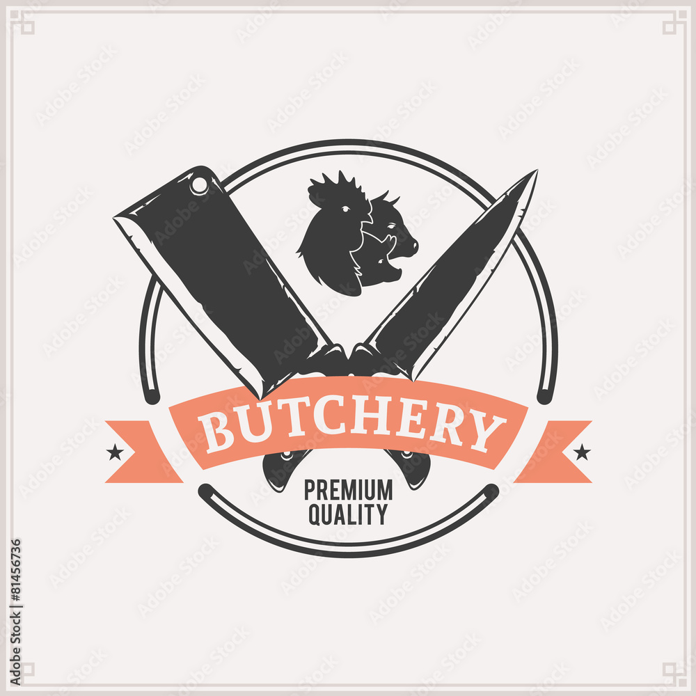Vector Butchery Logo, Meat Label Template Stock Vector | Adobe Stock
