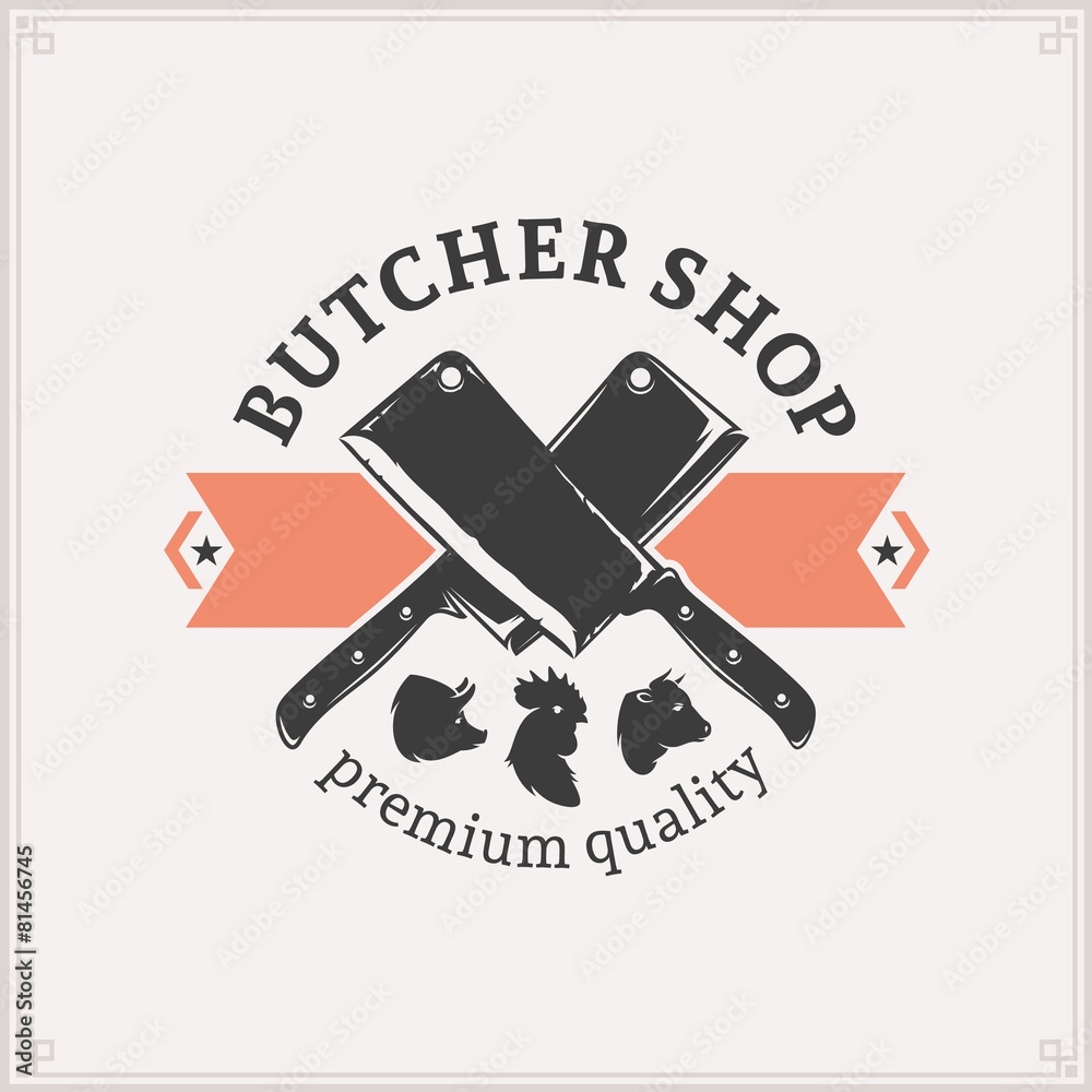 Butcher Shop Logo, Meat Label Template Stock Vector | Adobe Stock