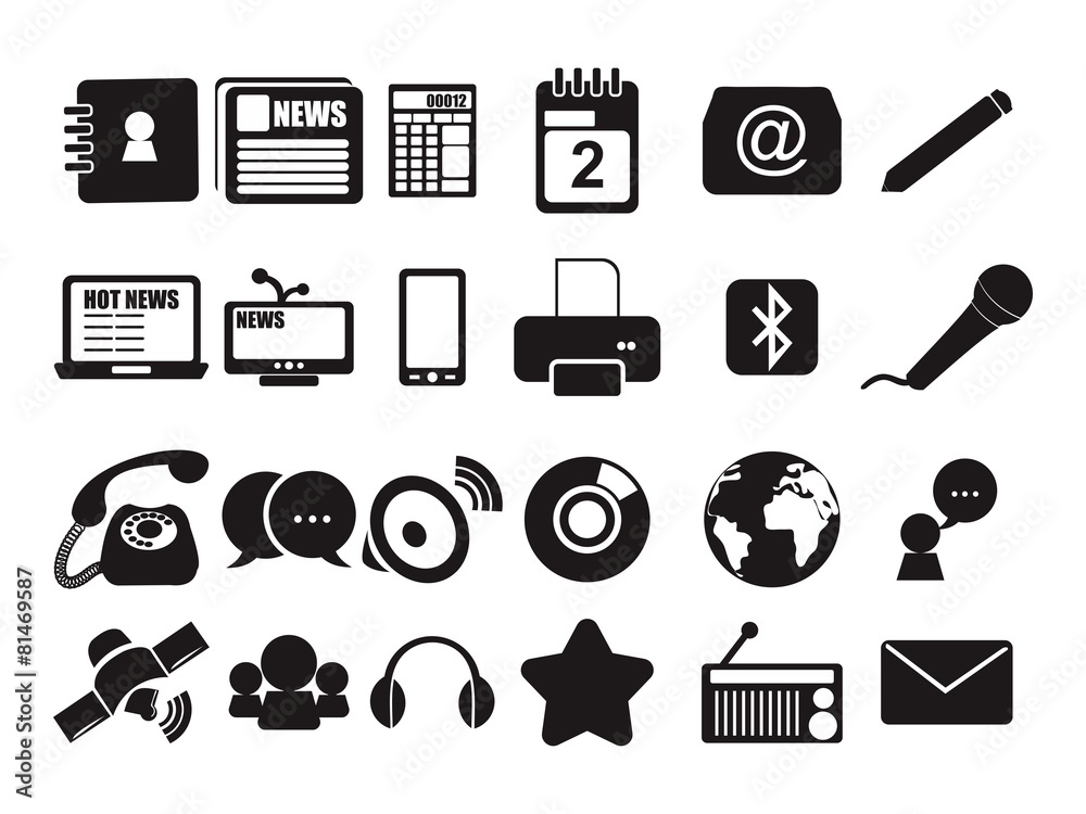 Communication Tools - Silhouette Stock Vector | Adobe Stock
