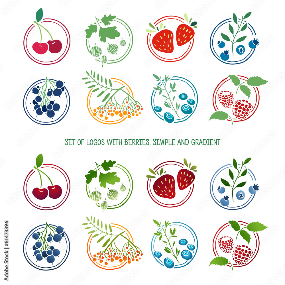 Set of logos, signs, badges, labels with berries and herbs Stock Vector ...
