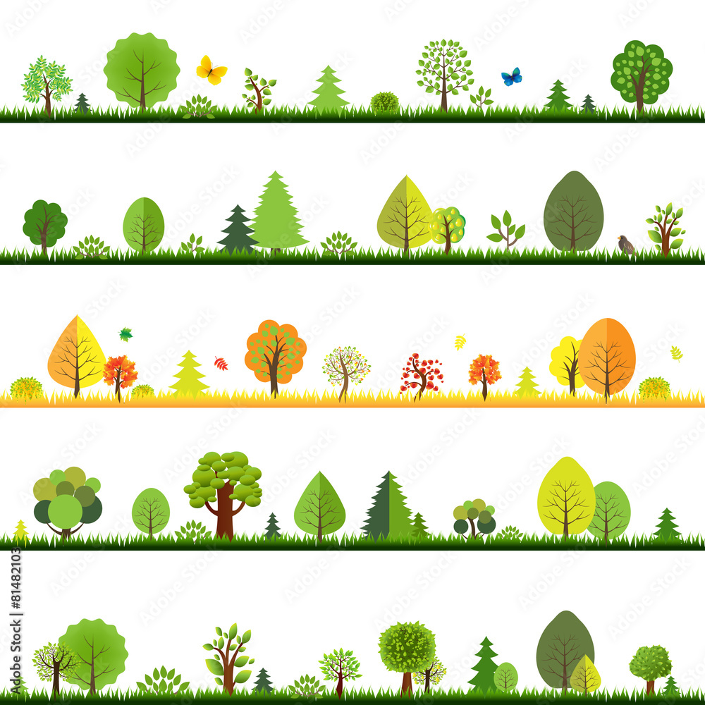 Trees Borders Stock Vector | Adobe Stock