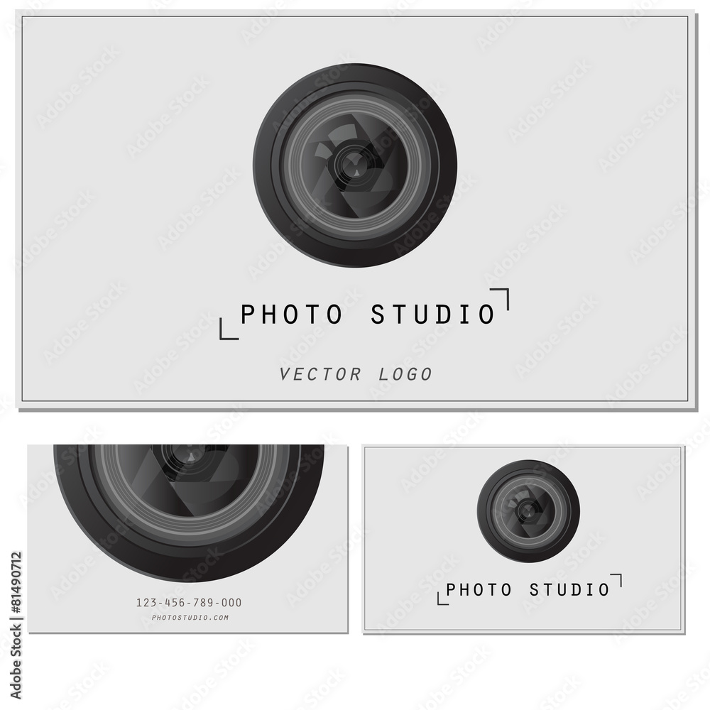 Camera Zoom Lens.Photo studio logo and business card template. Stock 벡터 ...