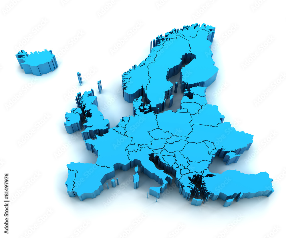 Detail Europe map with national borders Stock Illustration | Adobe Stock