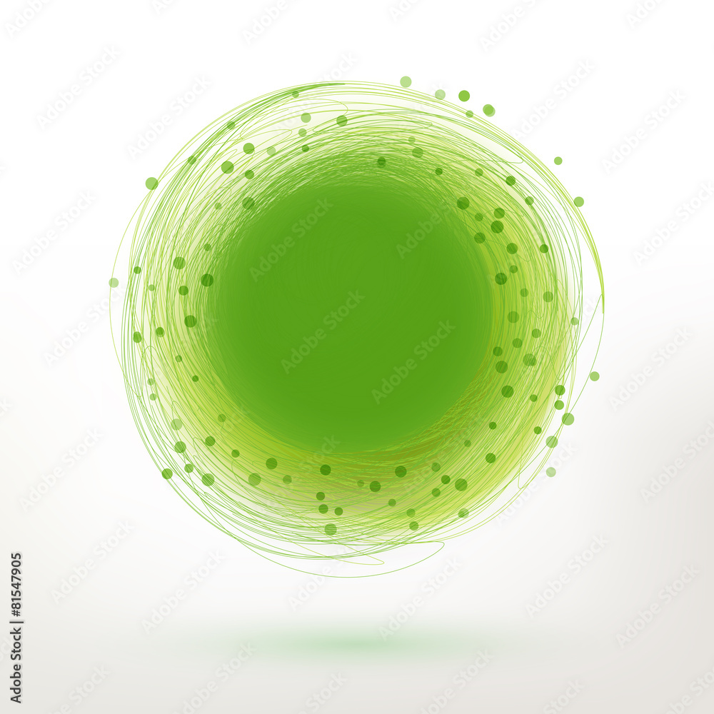 Vector green swirl drawing circle with particles Stock Vector | Adobe Stock
