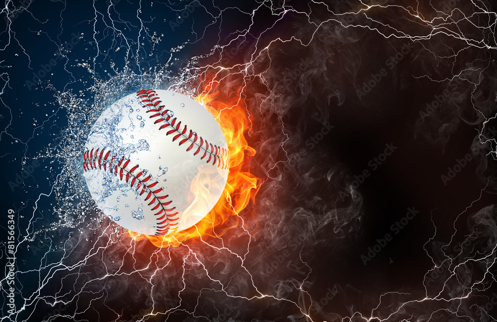 Softball ball in fire and water Stock Illustration | Adobe Stock