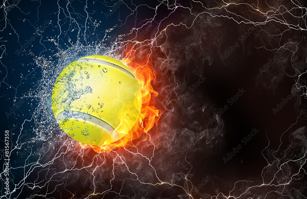 Tennis ball in fire and water Stock Illustration | Adobe Stock
