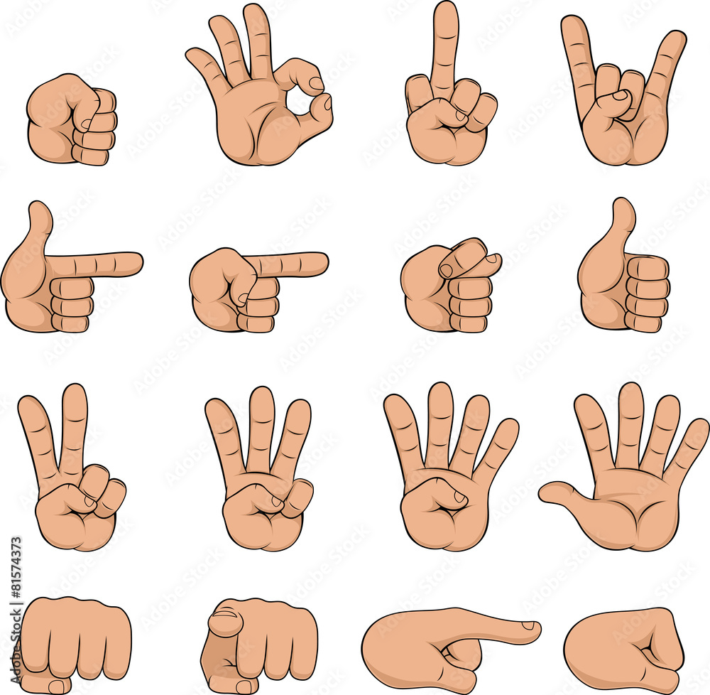 Set of cartoon hands Stock Vector | Adobe Stock