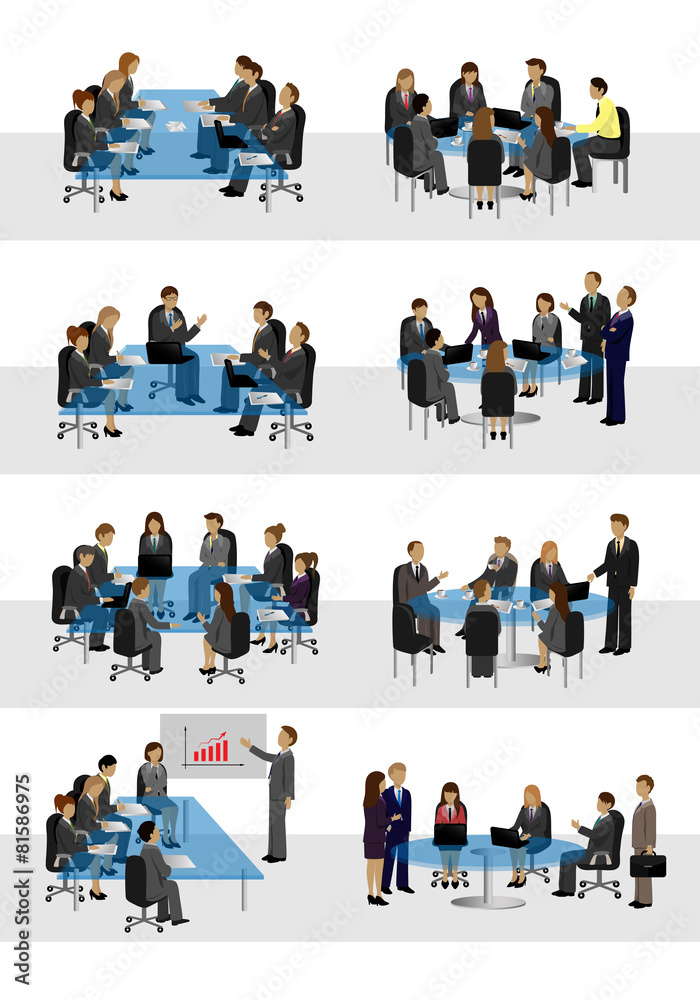 Business People, Different Situation Set - Isolated On White Background ...
