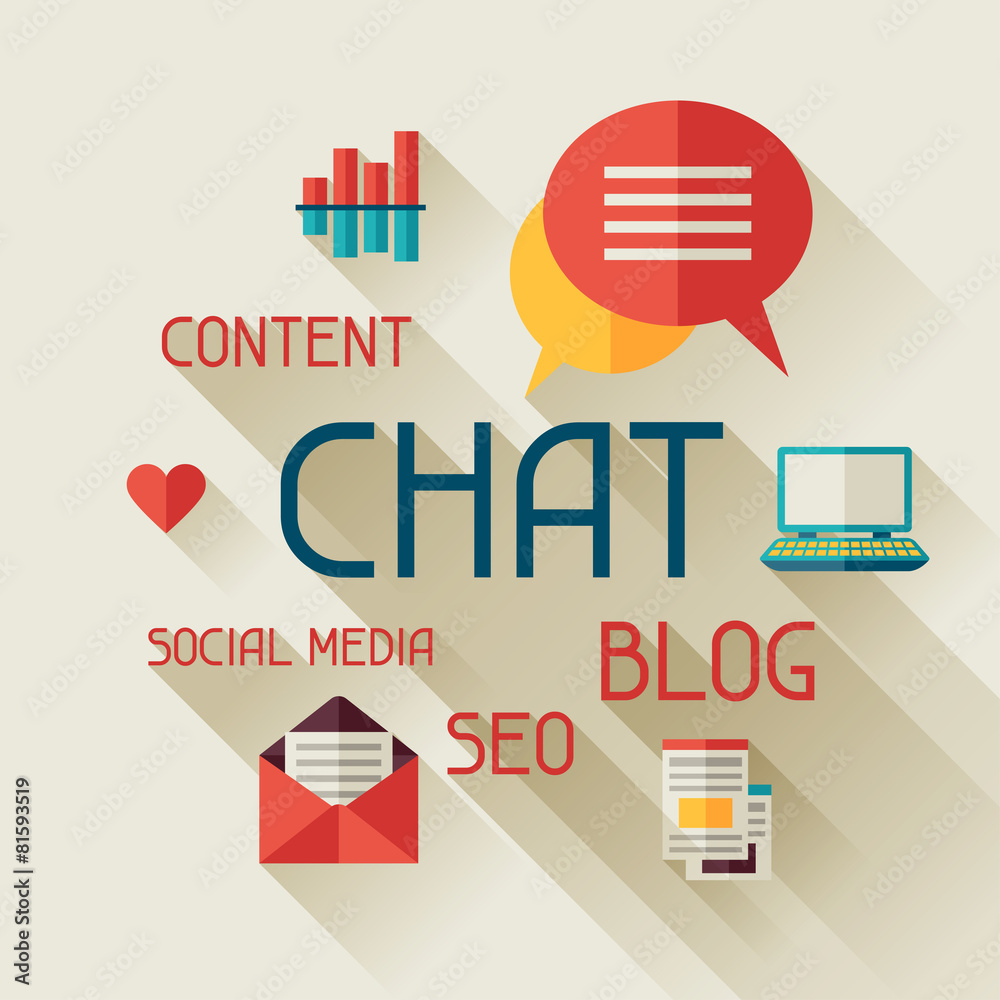 Chat concept illustration in flat design style Stock Vector | Adobe Stock