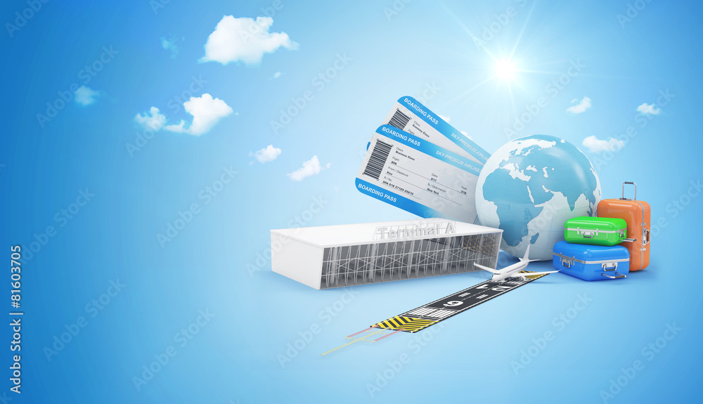 Air Travel Concept. Earth Globe with Airline Boarding Pass Tickets ...