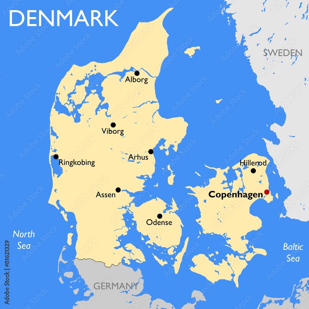 Denmark map Stock Vector | Adobe Stock
