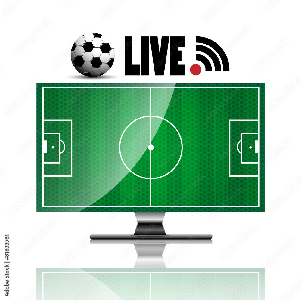 television soccer concept live broadcast on white background Stock ...