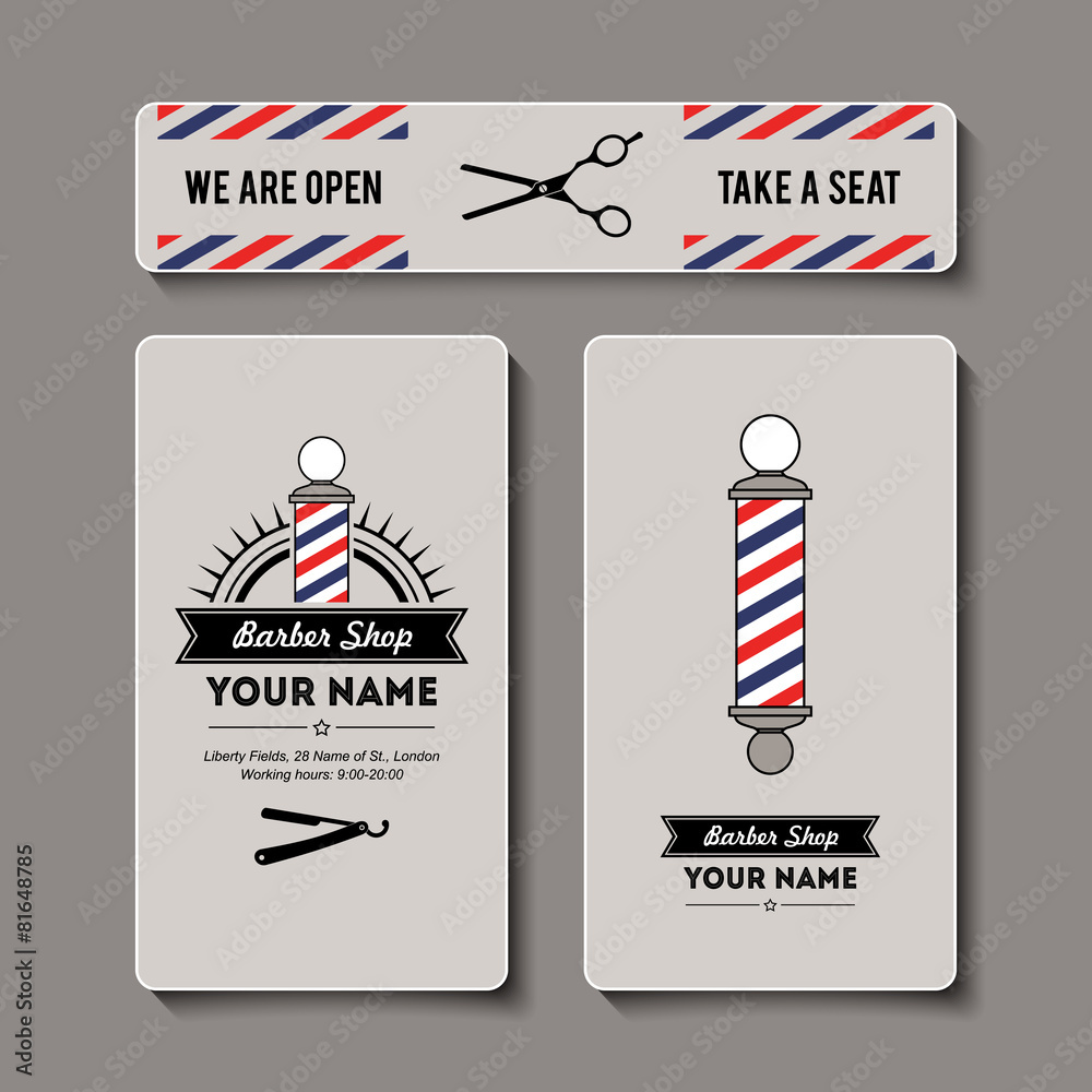 Hair salon barber shop business card template set Stock Vector | Adobe ...