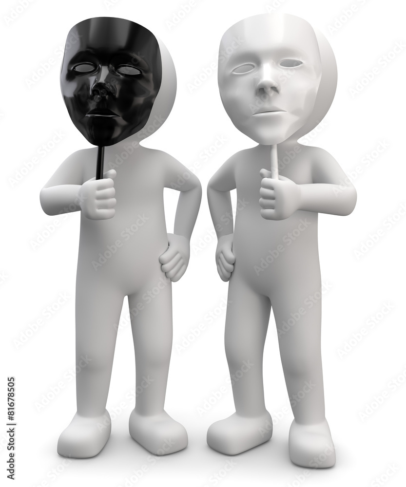 3d Männchen zwei Gesichter schwarz weiss Stock Illustration | Adobe Stock