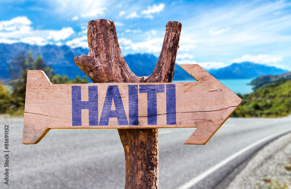 Haiti wooden sign with road background Stock Photo | Adobe Stock