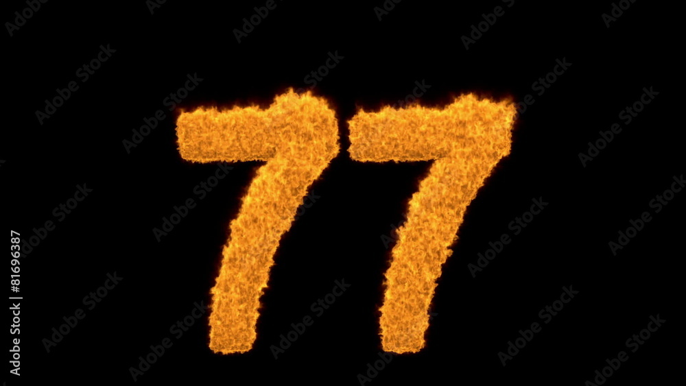Decorative fiery number 77 Stock Video | Adobe Stock