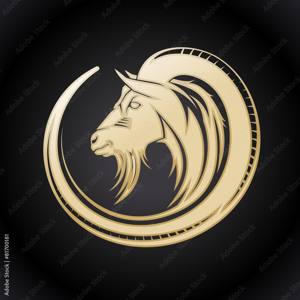 Gold goat logo. Stock Vector | Adobe Stock