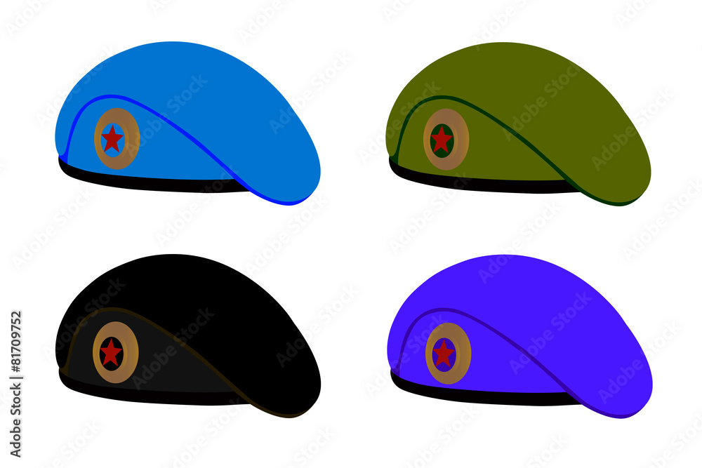 Military berets in vector on white background.Berets of different types ...