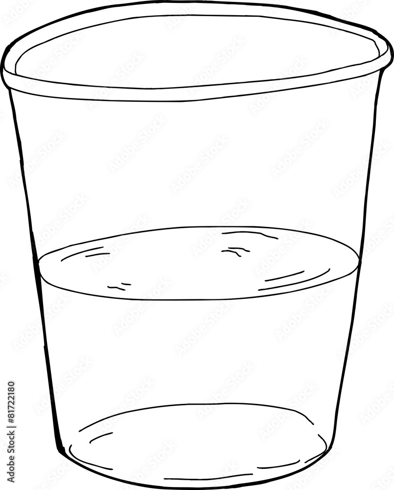 Outlined Half Full Cup Stock Vector | Adobe Stock