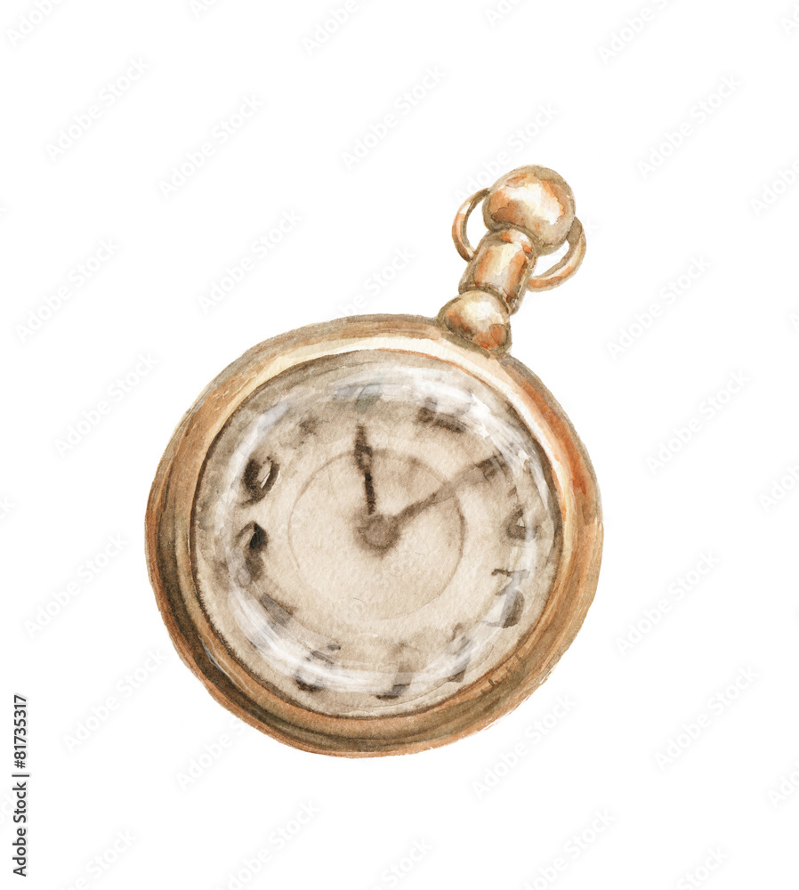 watercolor vintage watch Stock Illustration | Adobe Stock