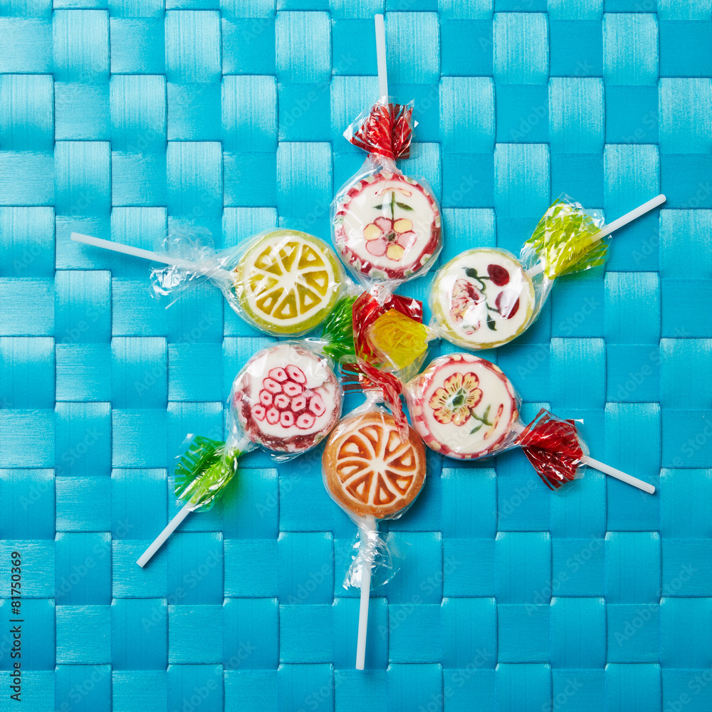 Viele bunte Lutscher von oben Stock Photo | Adobe Stock
