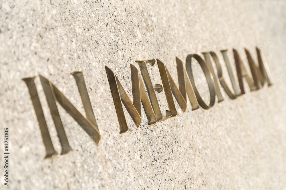 In Memoriam Words Inscribed In Marble Stone Monument Stock Photo ...