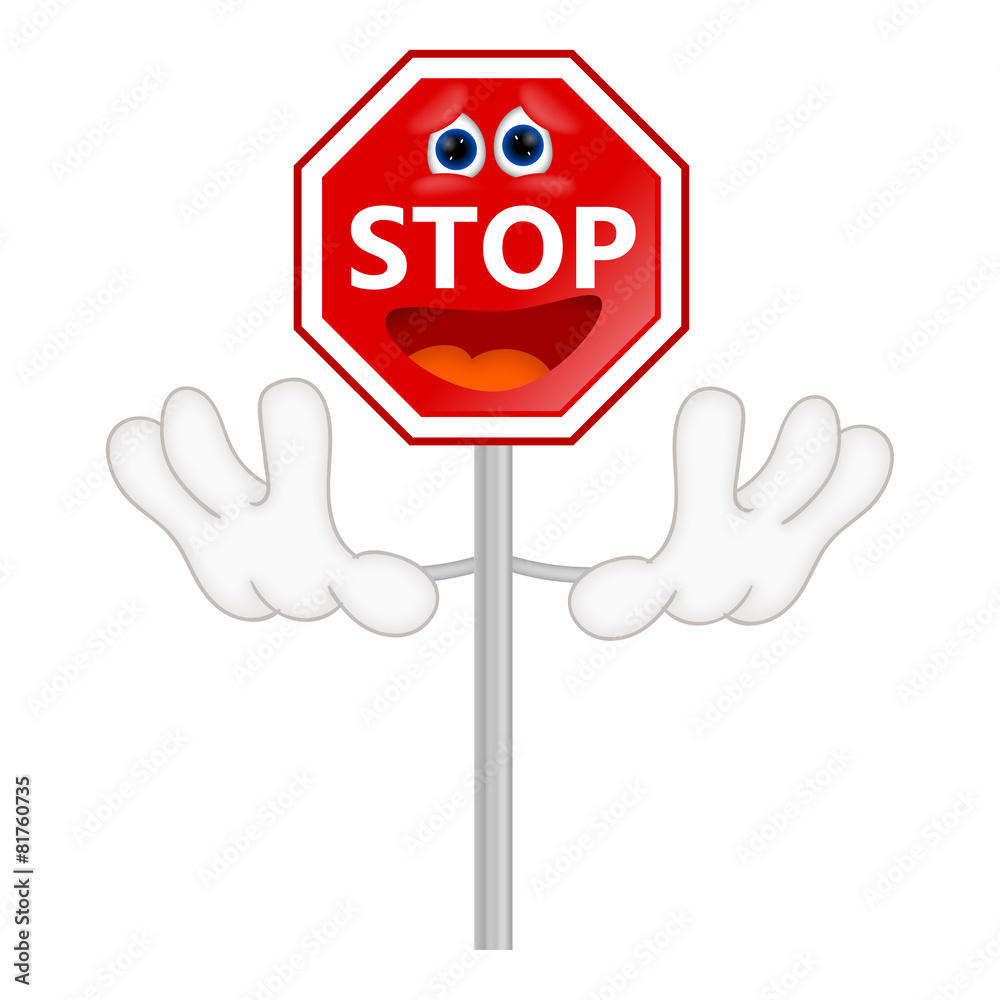 Funny stop sign traffic attention cartoon comic illustration Stock ...