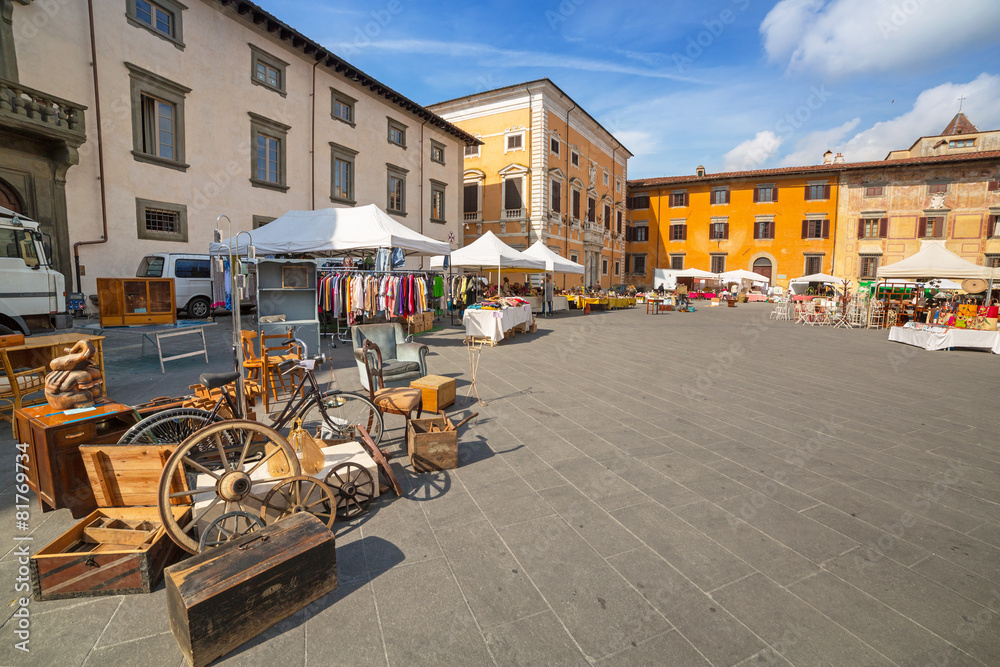 Streets of Pisa with traditional architecture, Italy Stock Photo ...