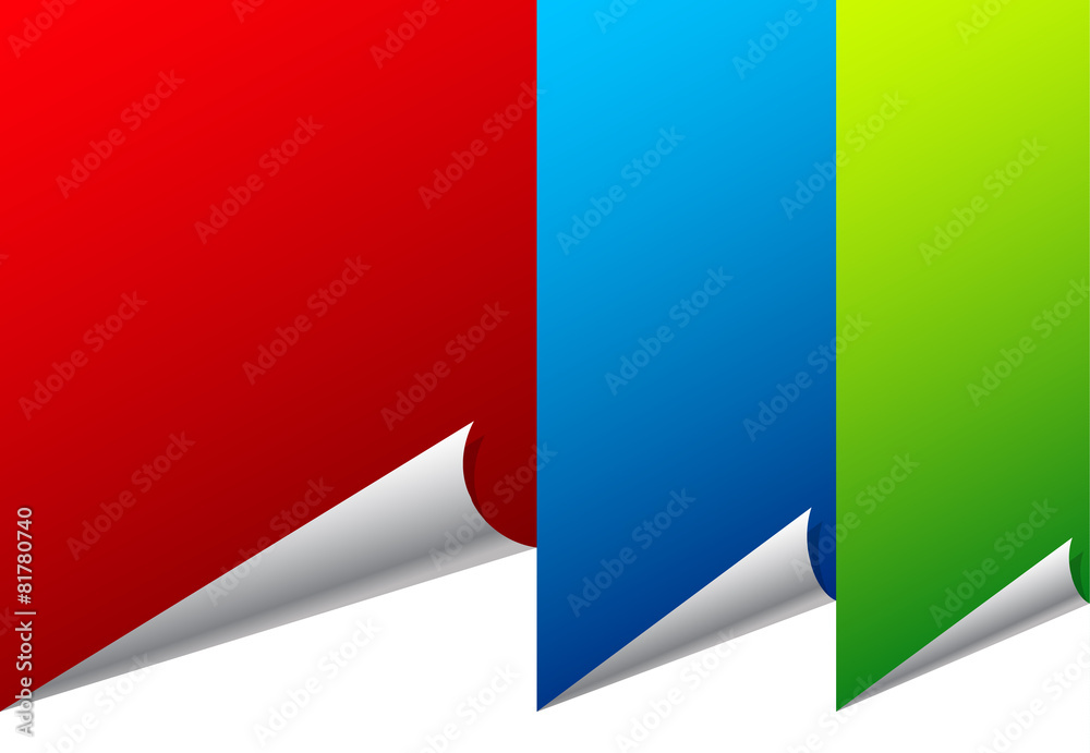 Adhesive vertical banners with peel effect. Peel off, peeling ed Stock ...