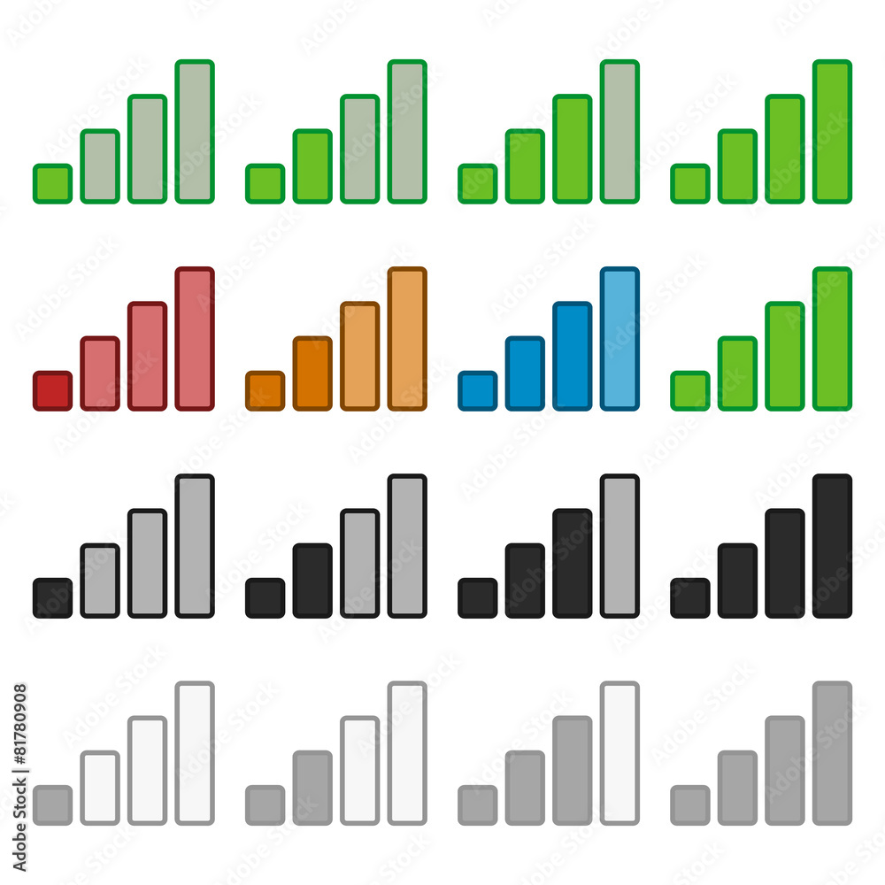 Signal strength indicator set in various colors. Symbols for Wir Stock ...