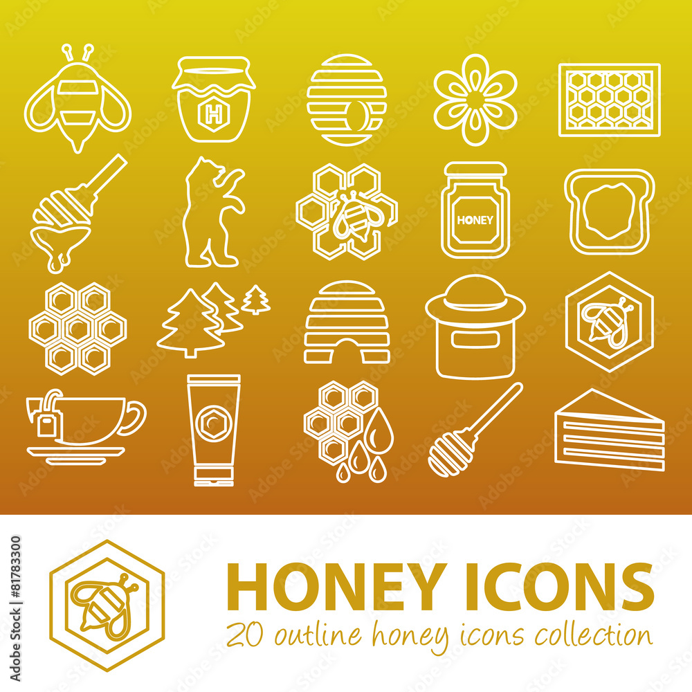 honey outline icons Stock Vector | Adobe Stock