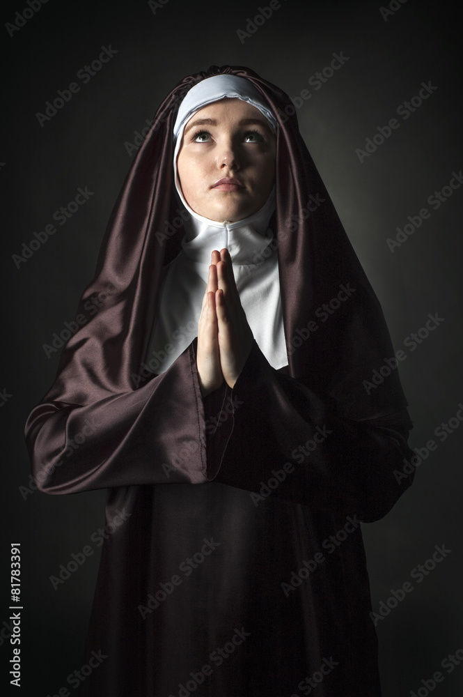 portrait of young beautiful woman nun Stock Photo | Adobe Stock