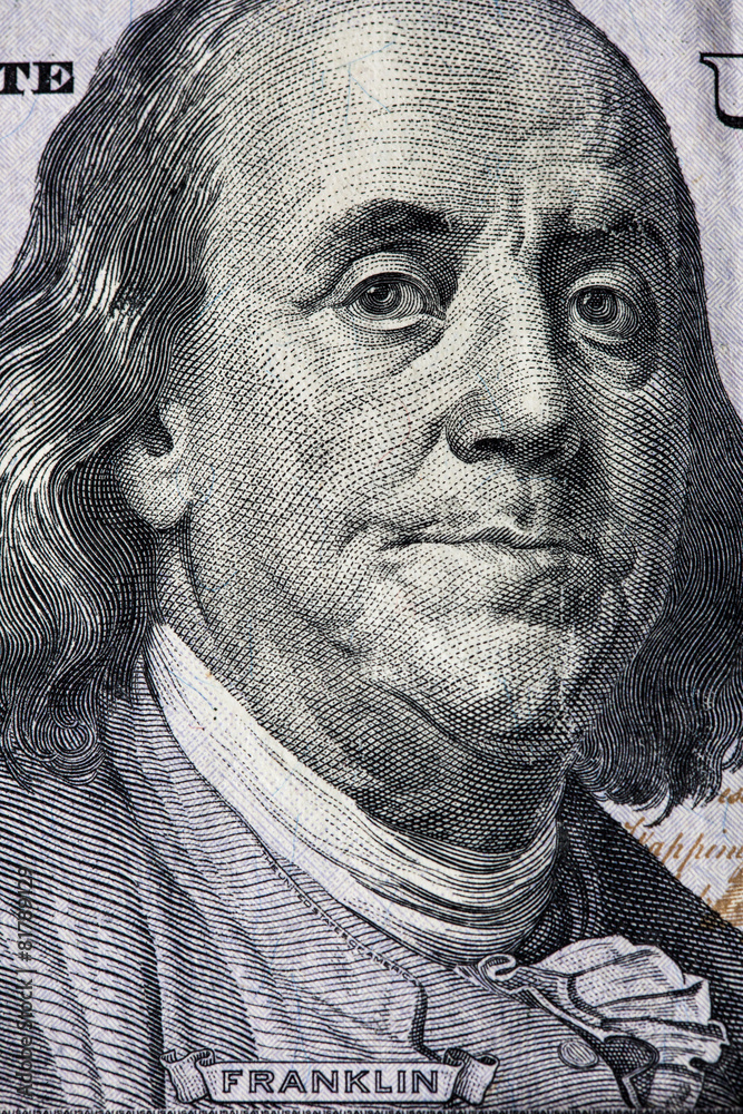 Benjamin Franklin on 100 Dollar Bill Stock Photo | Adobe Stock