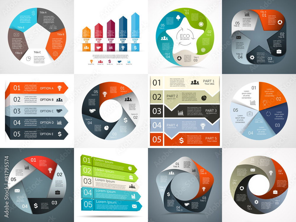 Vector infographics templates set. Template for cycle diagram Stock ...