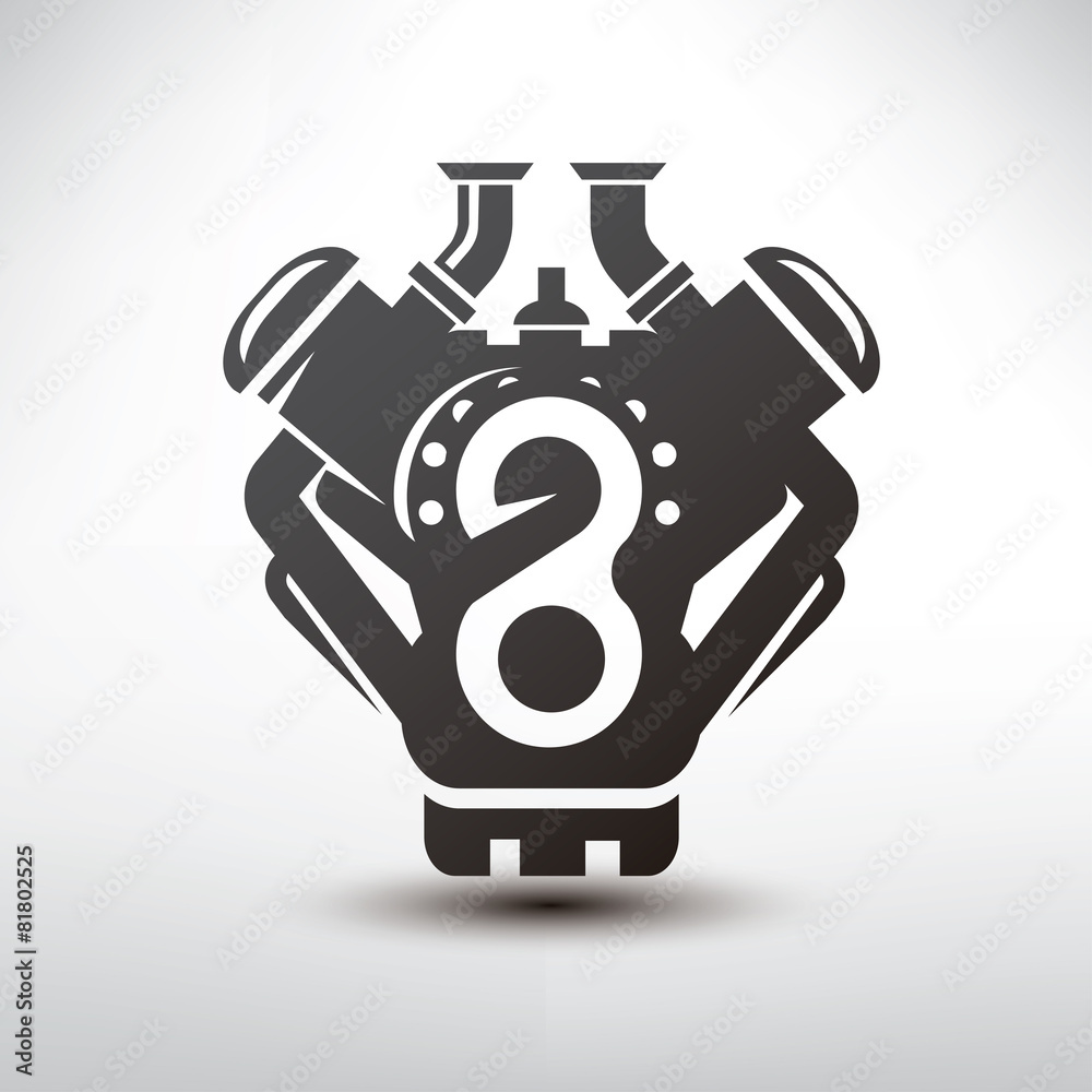 car engine symbol, stylized vector silhouette of automobile moto Stock ...